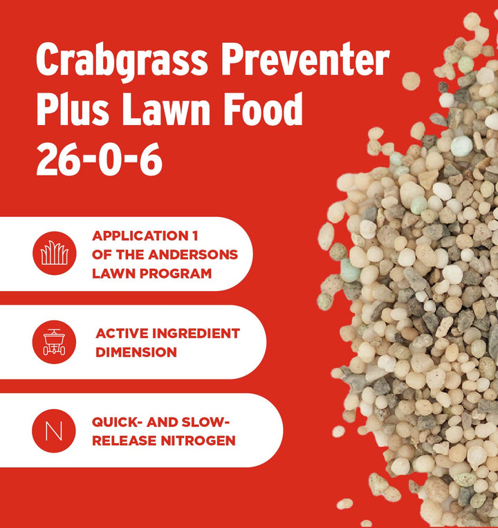 Crabgrass Preventer Plus Lawn Food 26-0-6 – Andersons Lawn